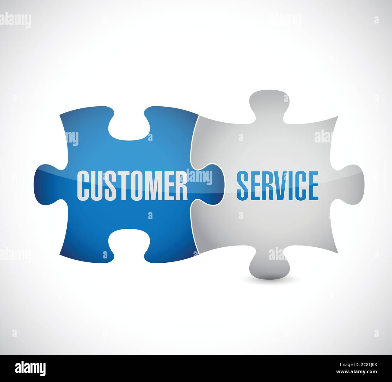 Customer service puzzle pieces illustration design over a white ...