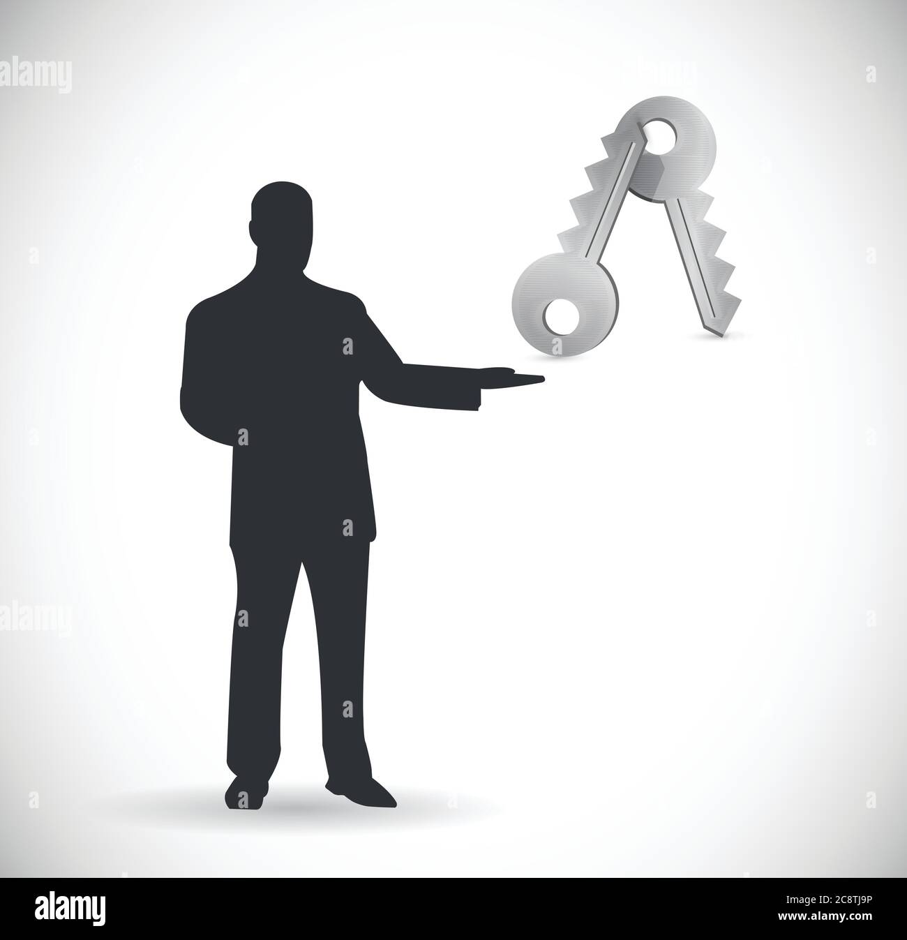 Keys to success presentation illustration design over a white ...