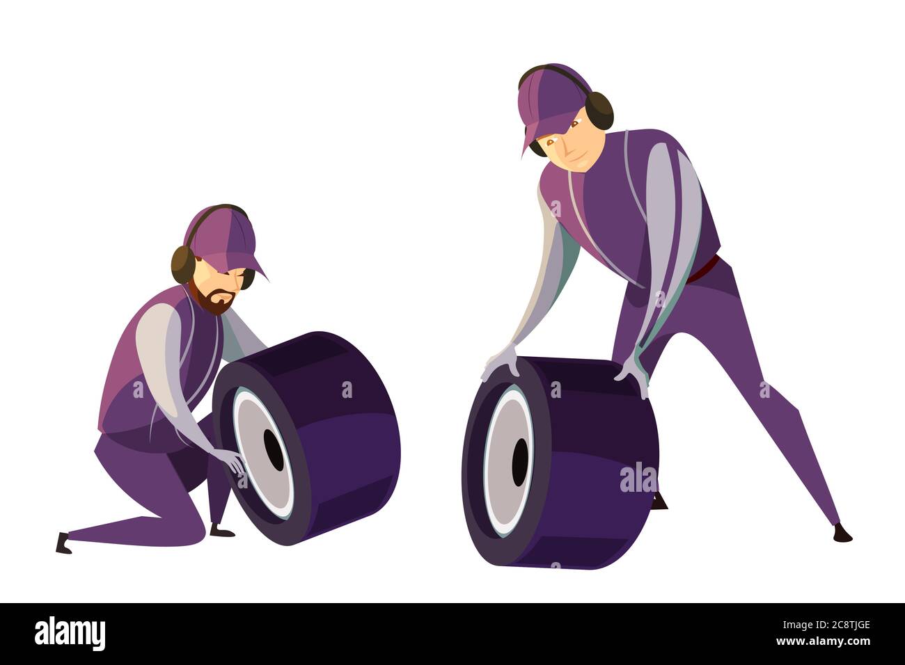 Pit stop crew members flat vector illustration Stock Vector Image & Art ...