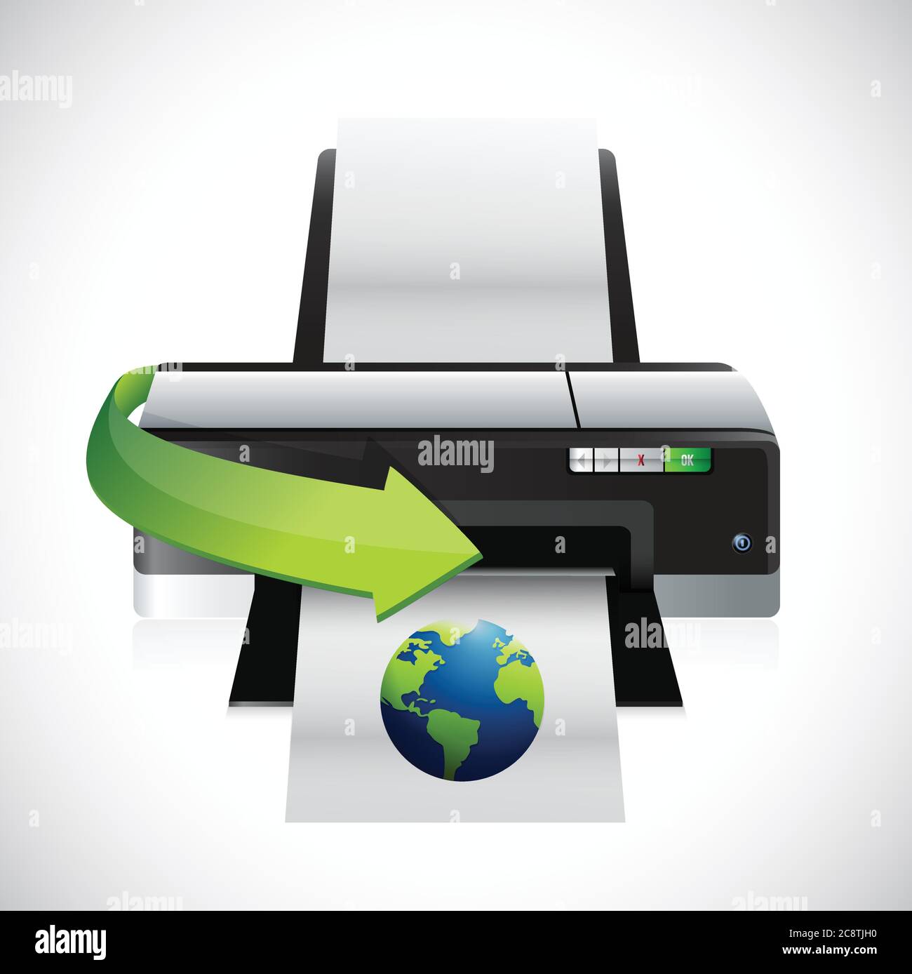 Printing a international globe illustration design over a white ...