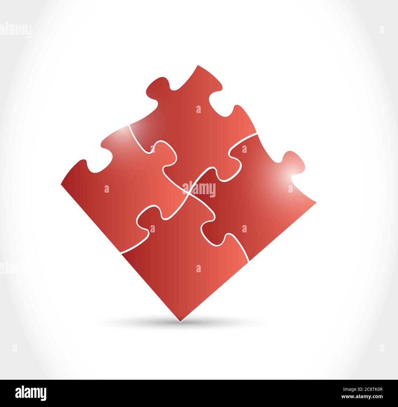 Red puzzle pieces illustration design over a white background Stock ...