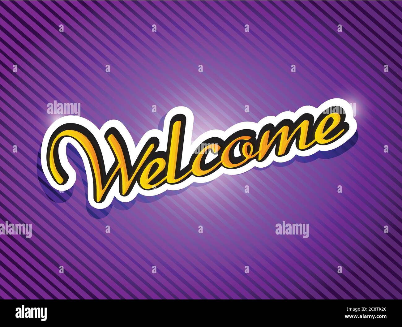 Purple welcome card illustration design over a white background Stock ...