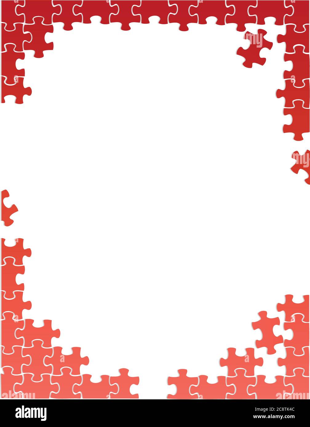 Red puzzle pieces border template illustration design over a white ...