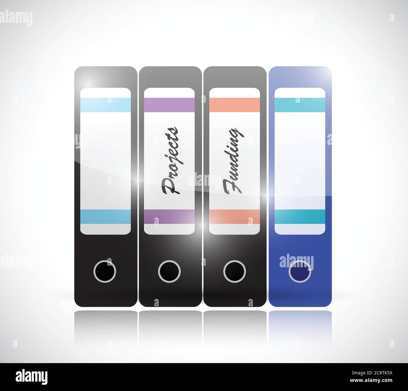 Projects and funding folders illustration design over a white ...