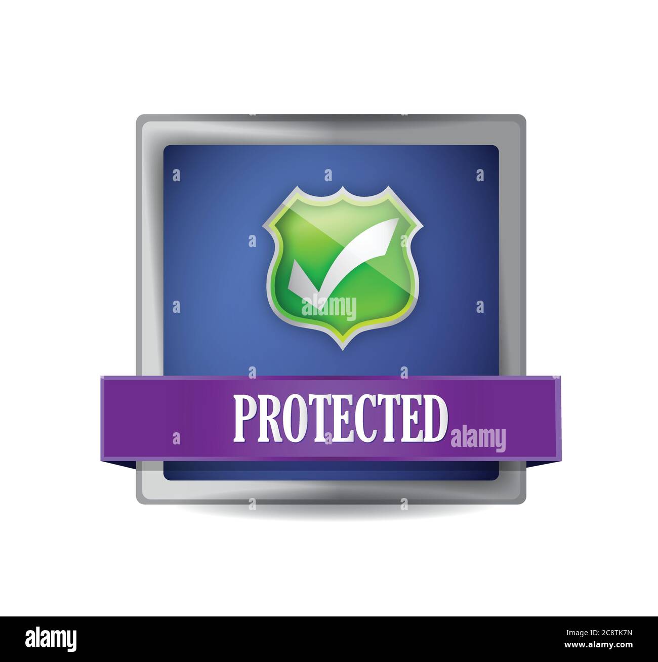 Protected shield button icon illustration design over a white ...
