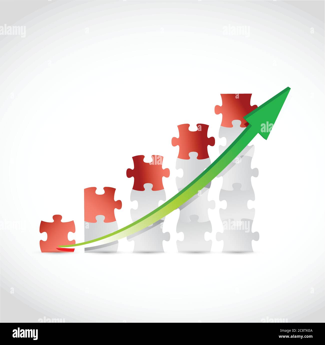 Puzzle pieces graph illustration design over a white background Stock ...