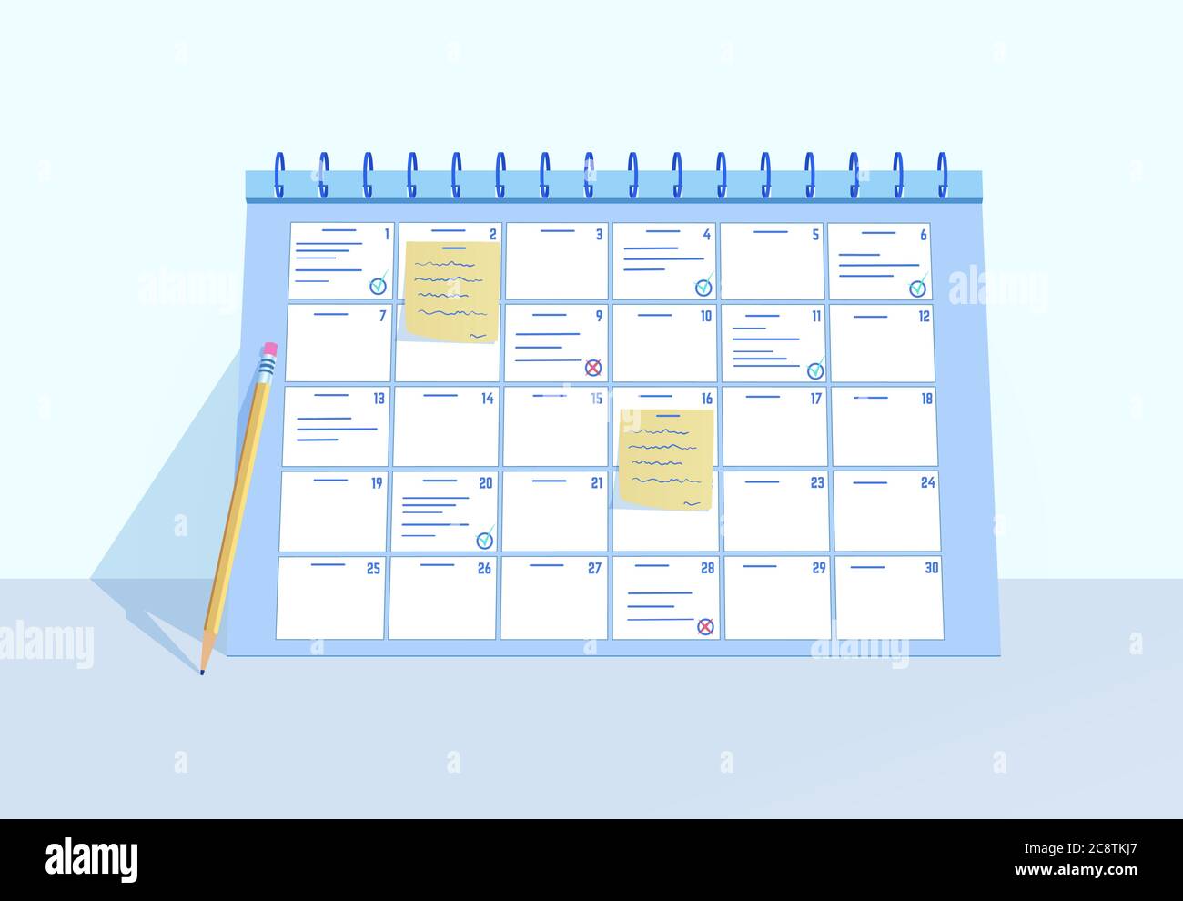 Table planner, calendar flat vector illustration Stock Vector Image ...