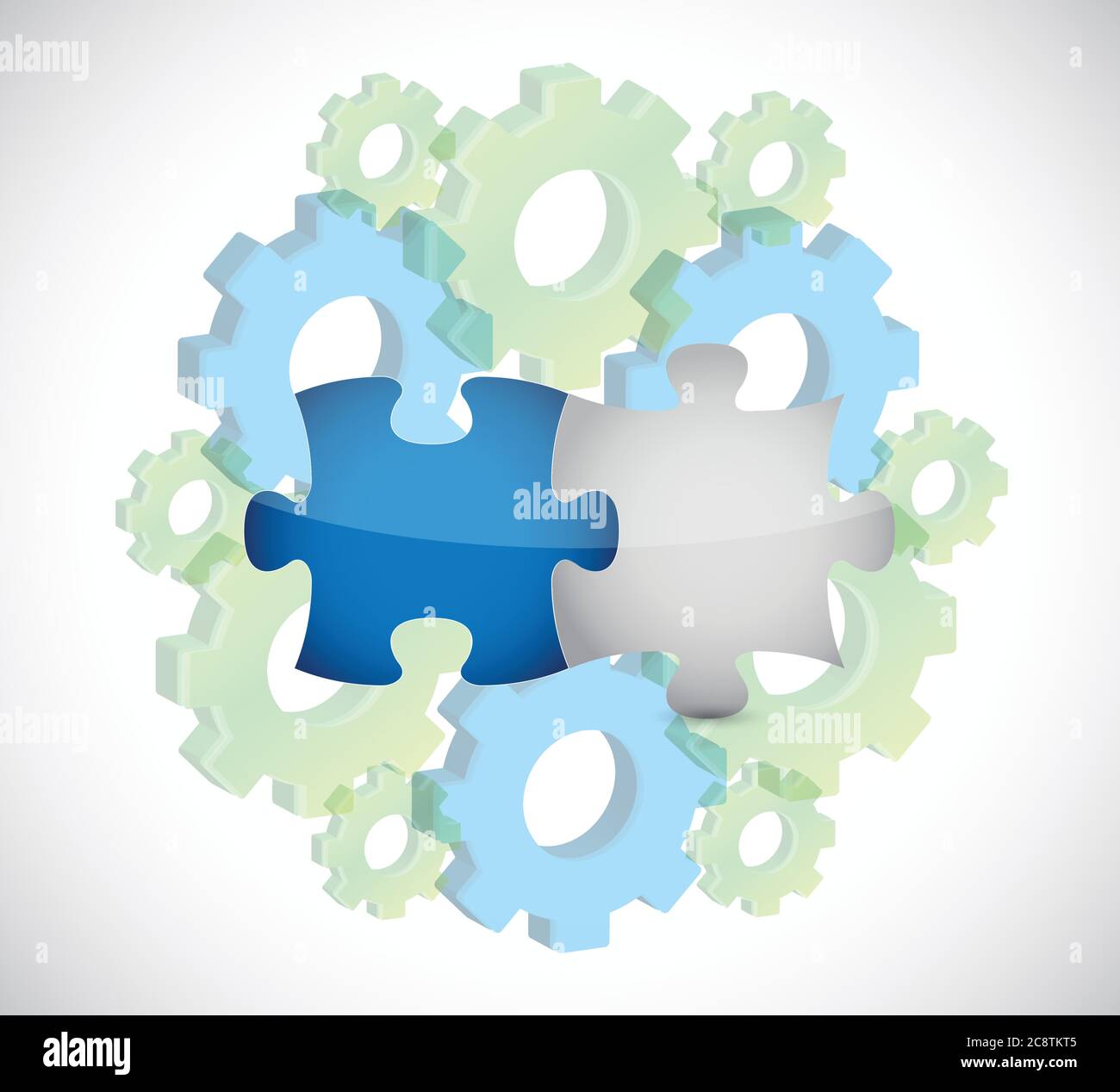 Puzzle pieces gear illustration design over a white background Stock ...