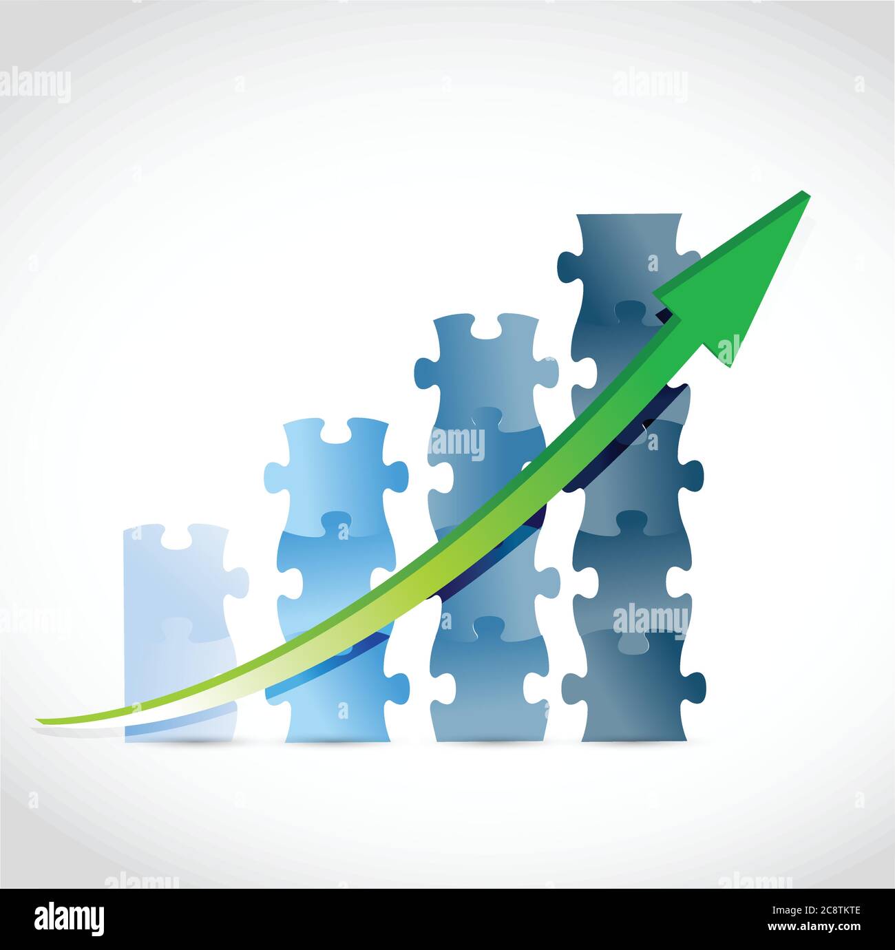 Blue puzzle pieces graph illustration design over a white background ...