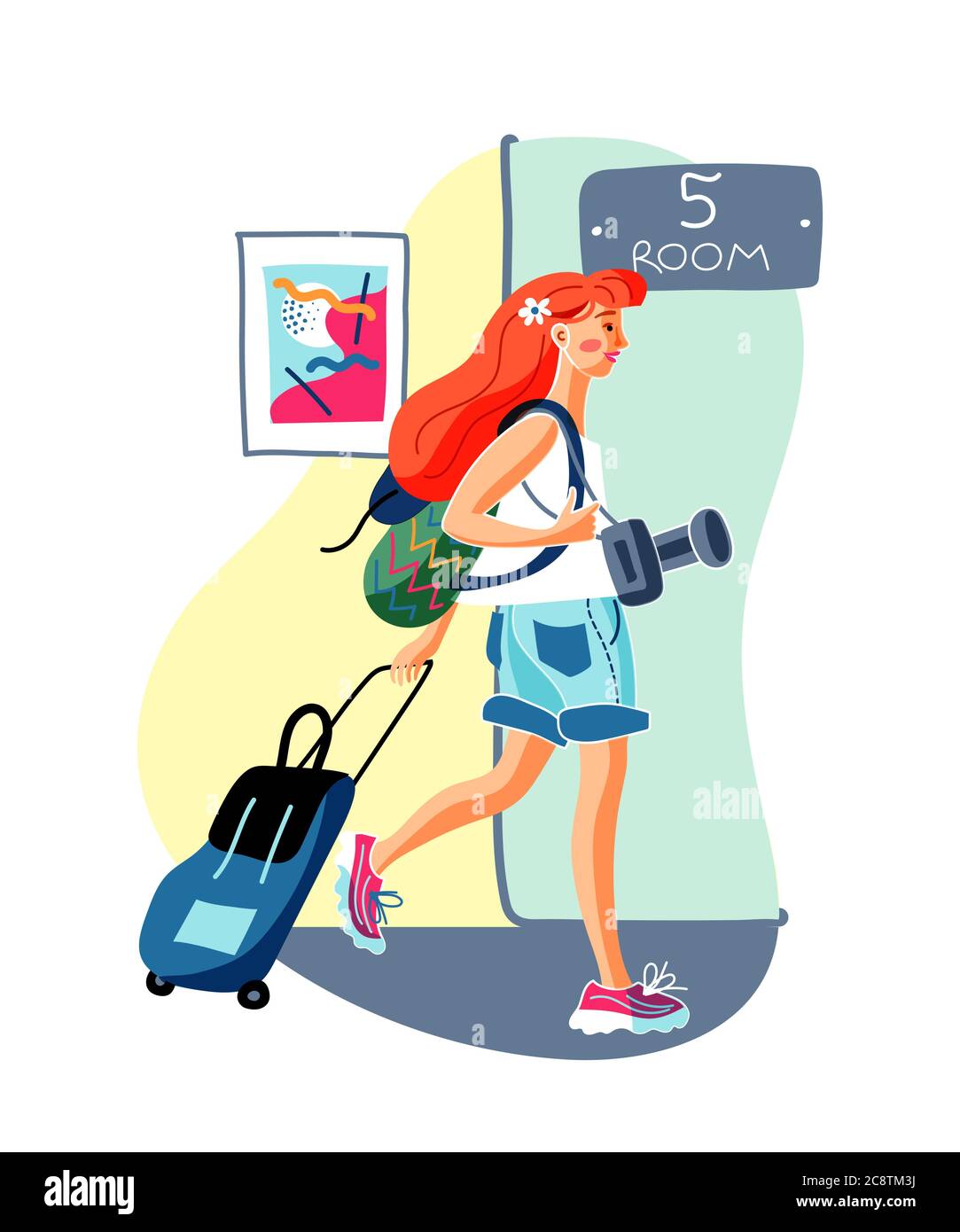 Dormitory check in flat vector illustration Stock Vector Image & Art ...