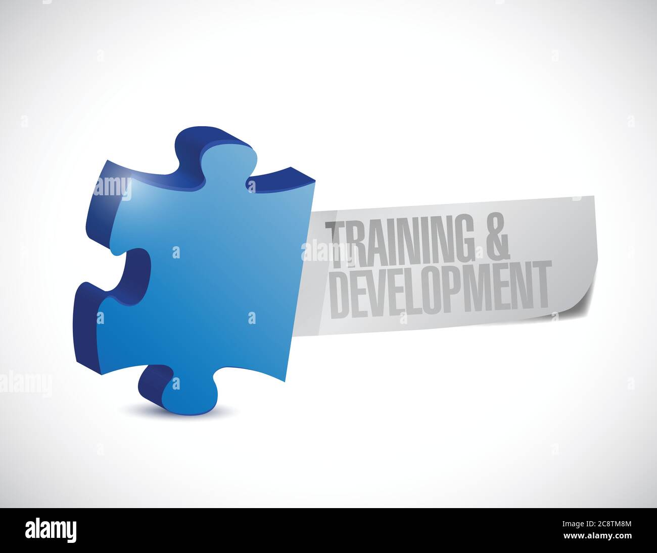 Training and development puzzle illustration design over a white ...