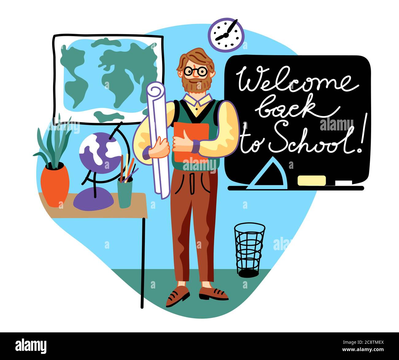 Return back to school flat vector illustration Stock Vector Image & Art ...