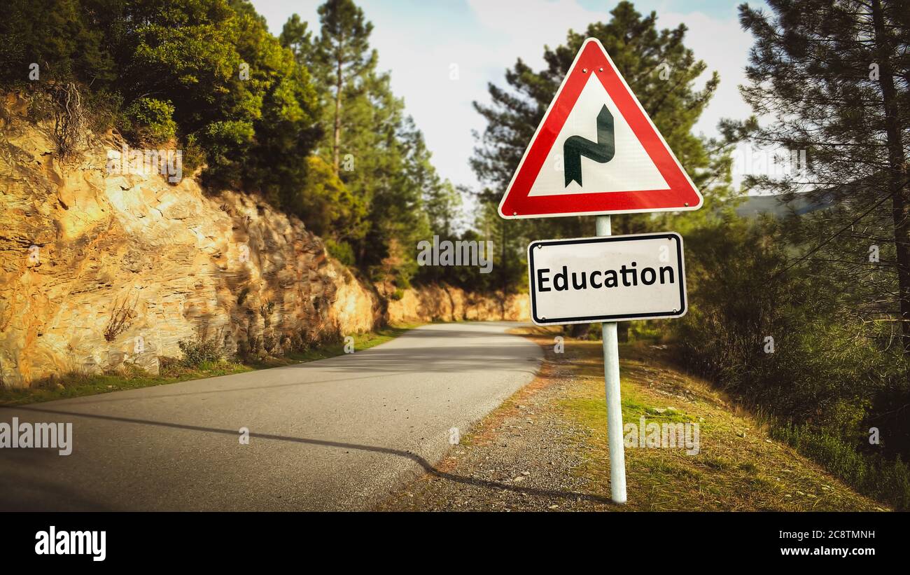 Street Sign the Direction Way to Education Stock Photo - Alamy