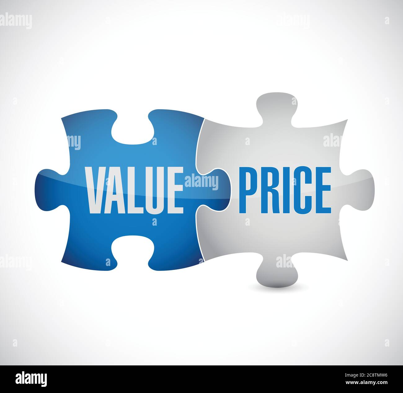Value and price puzzle pieces illustration design over a white ...