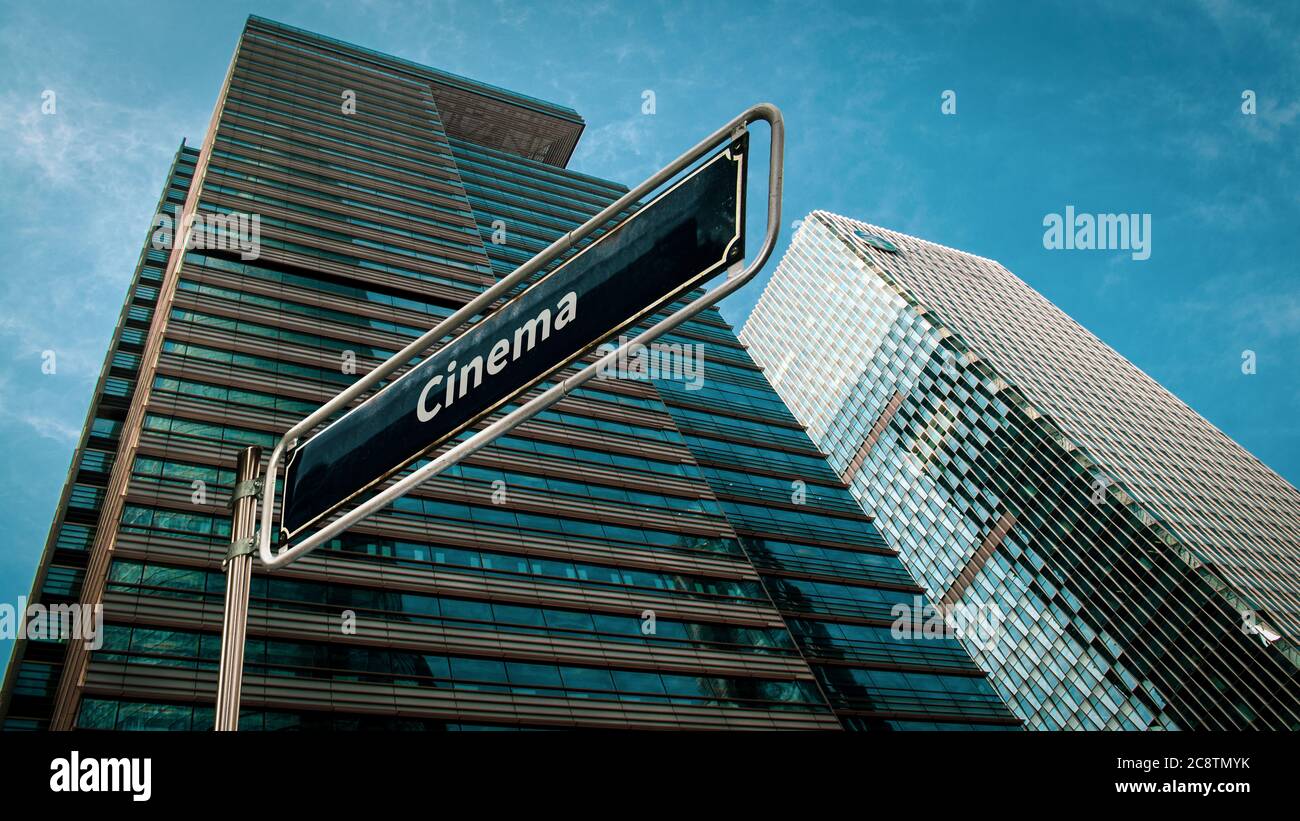 Street Sign the Direction Way to Cinema Stock Photo - Alamy