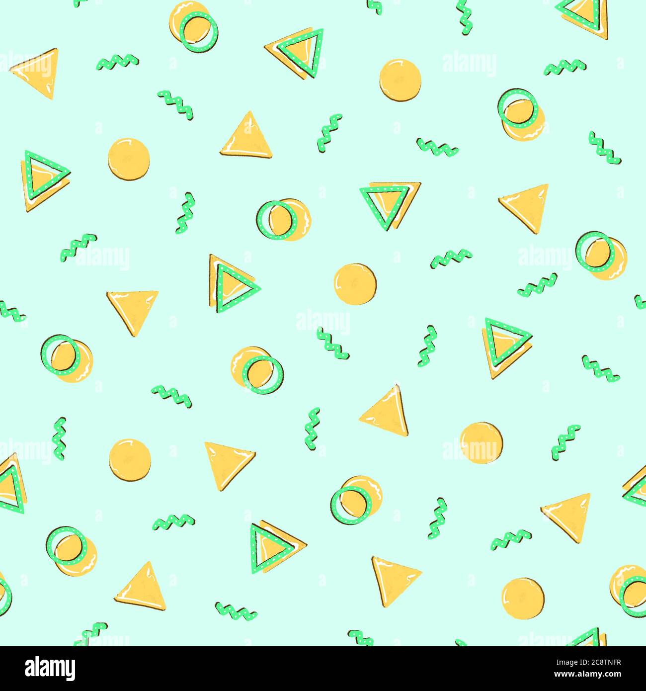 hand-drawn cute doodle geometric seamless repeat pattern Stock Photo ...