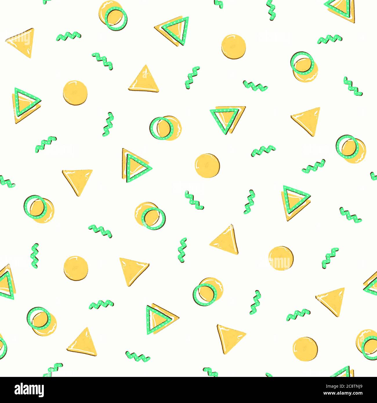 hand-drawn cute doodle geometric seamless repeat pattern Stock Photo ...