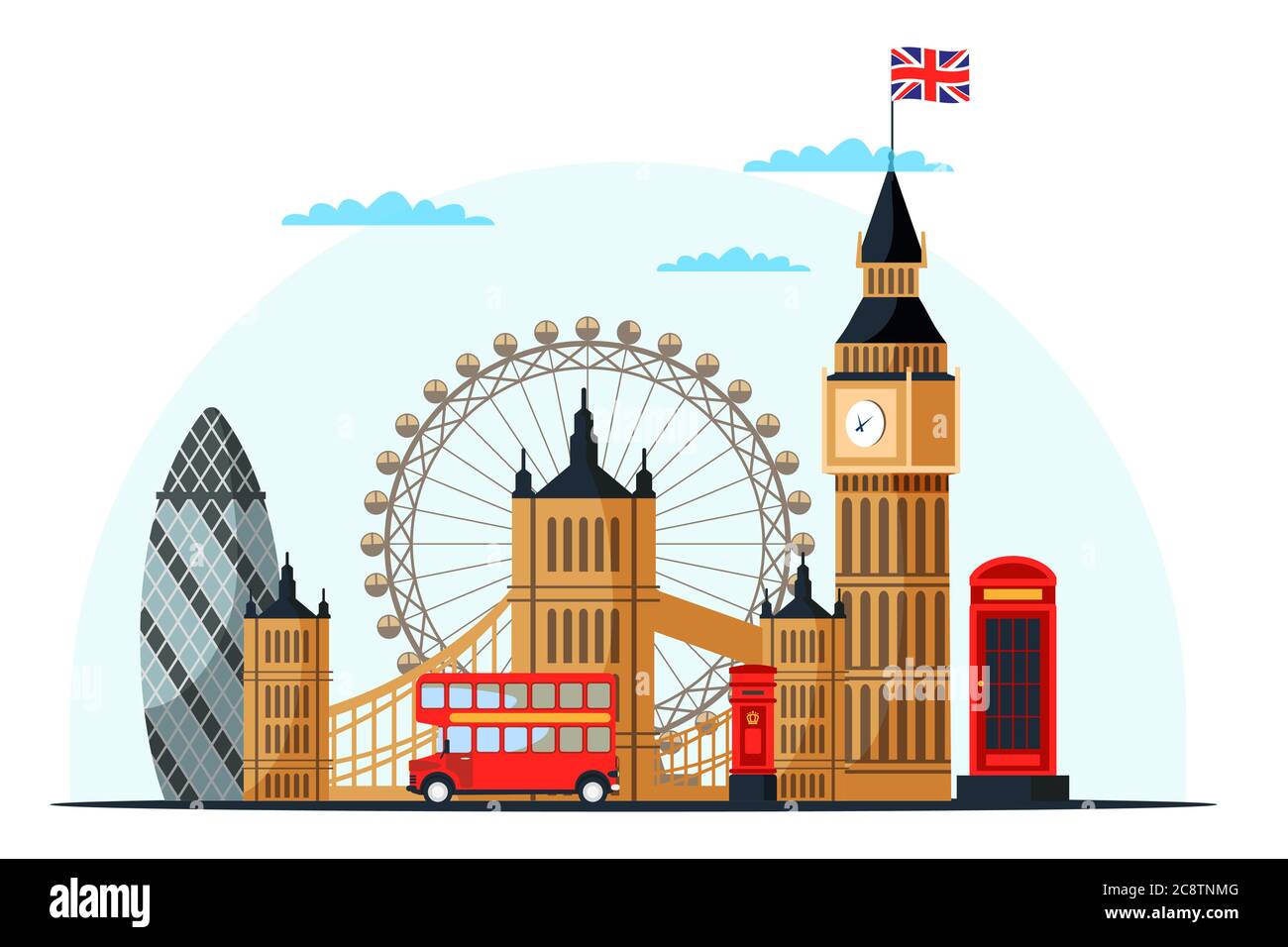 London cityscape flat vector color illustration Stock Vector Image ...