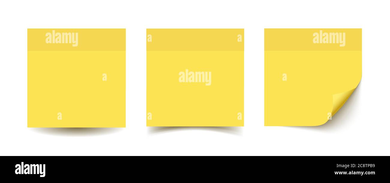 Yellow stick note paper isolated on white background realistic vector ...
