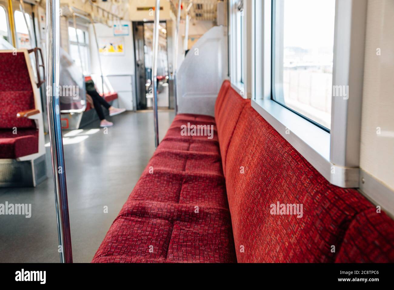 Inside of subway train. Empty seats. In japan Stock Photo - Alamy