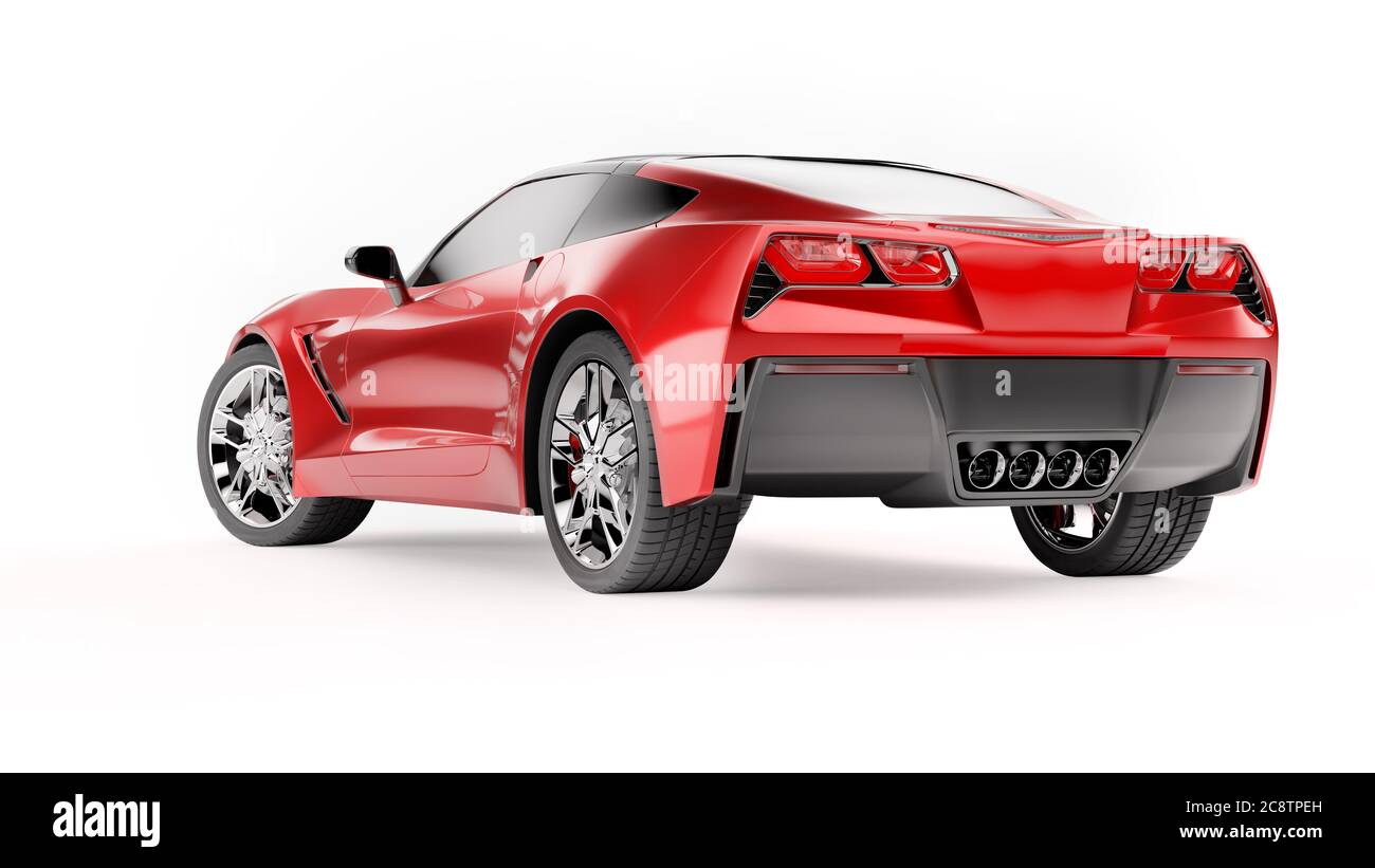 Back view of a red sports SUV car isolated on white background Stock ...