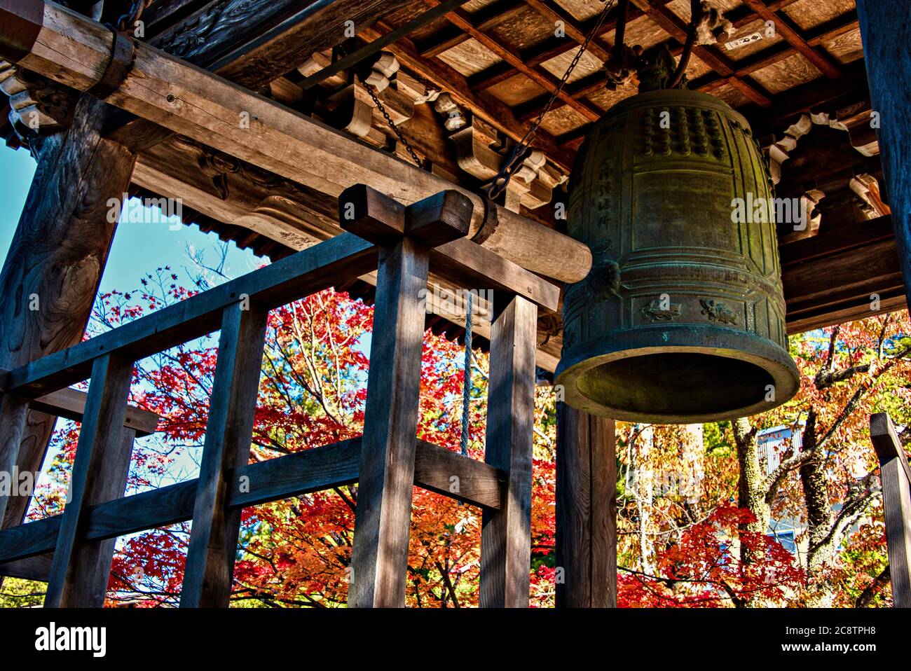 Temple bell in Hokkeji temple in the Higashiyama temple area, Takayama ...