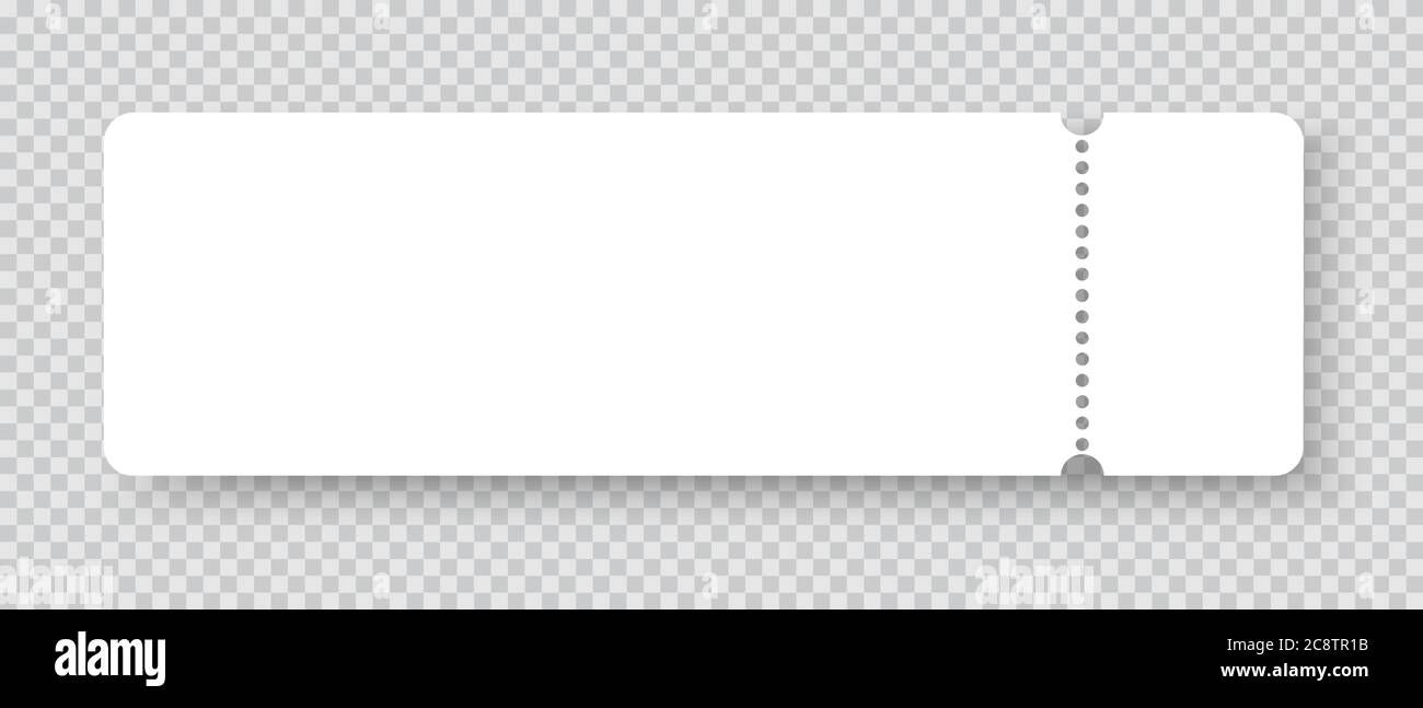 White blank ticket mockup realistic vector template isolated on gray ...
