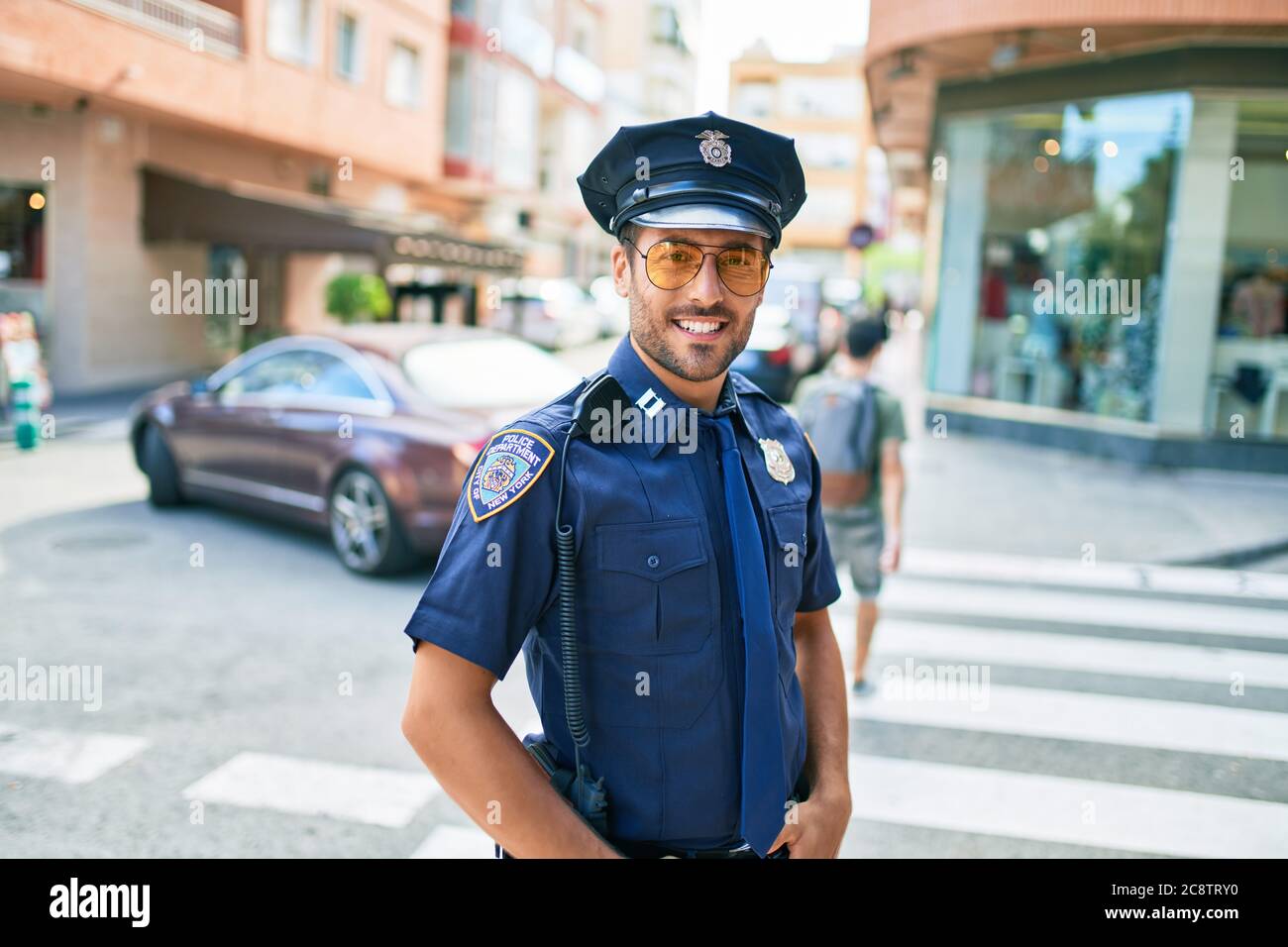Face to face standing smiling uniform authority hi-res stock ...