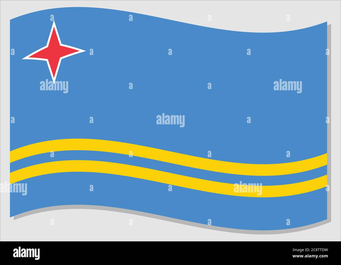 Waving flag of Aruba vector graphic. Waving Aruban flag illustration ...