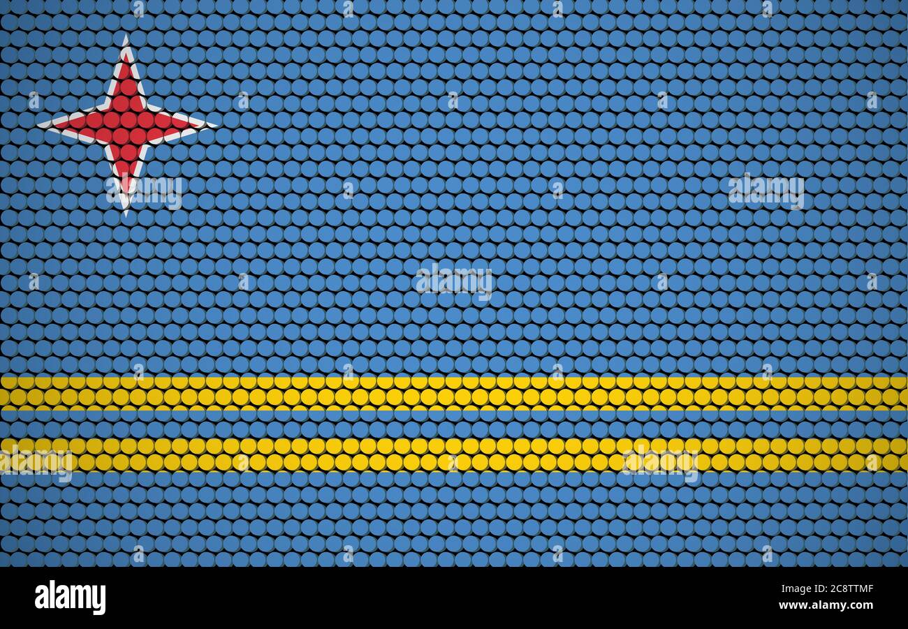 Abstract flag of Aruba made of circles. Aruban flag designed with ...