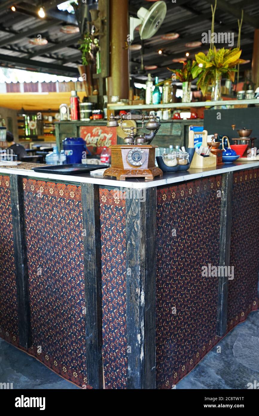 Interior design and beverage counter bar decoration of restaurant and ...