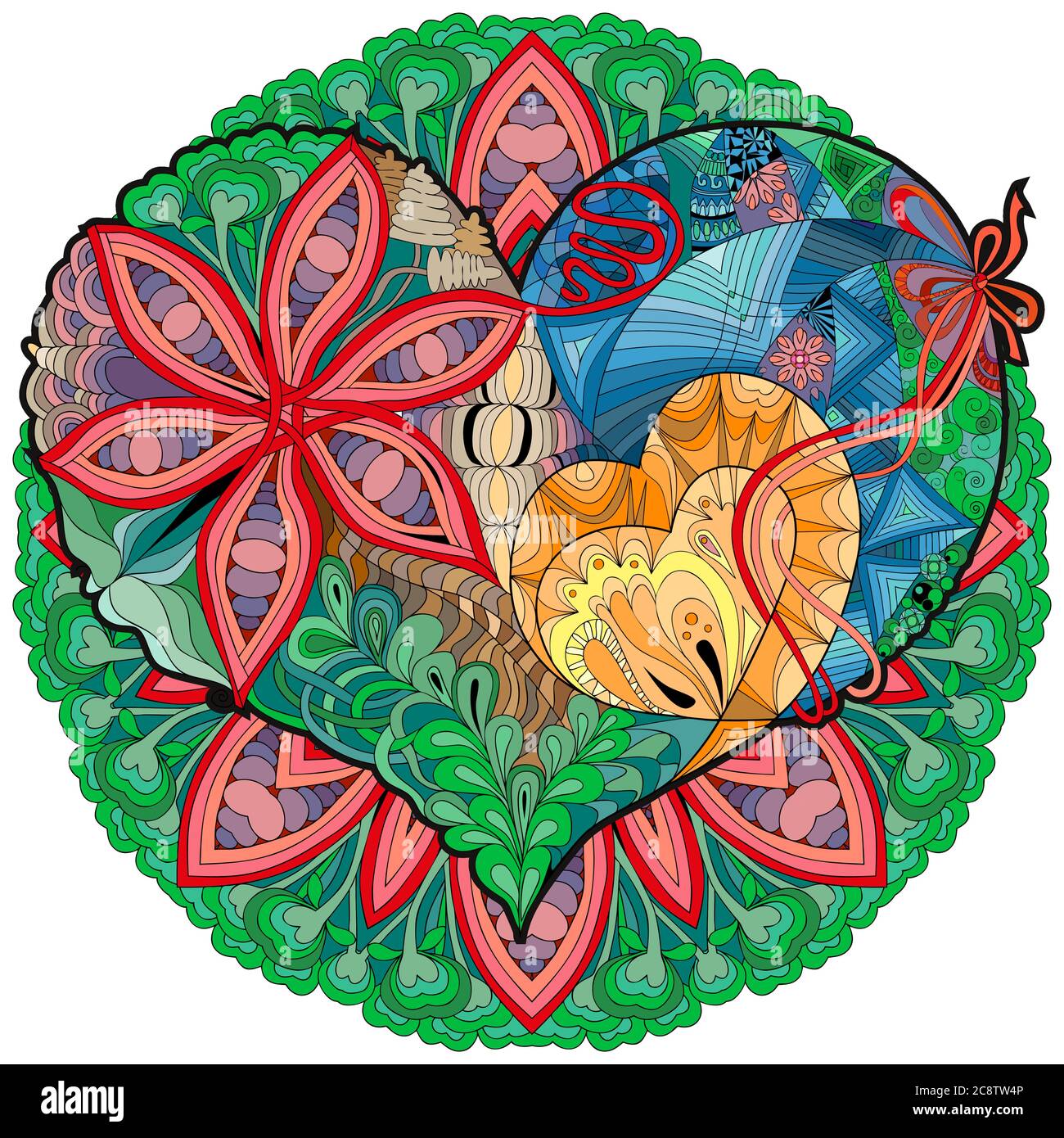 Vector Adult Coloring Book Textures with mandala. Hand-painted art ...