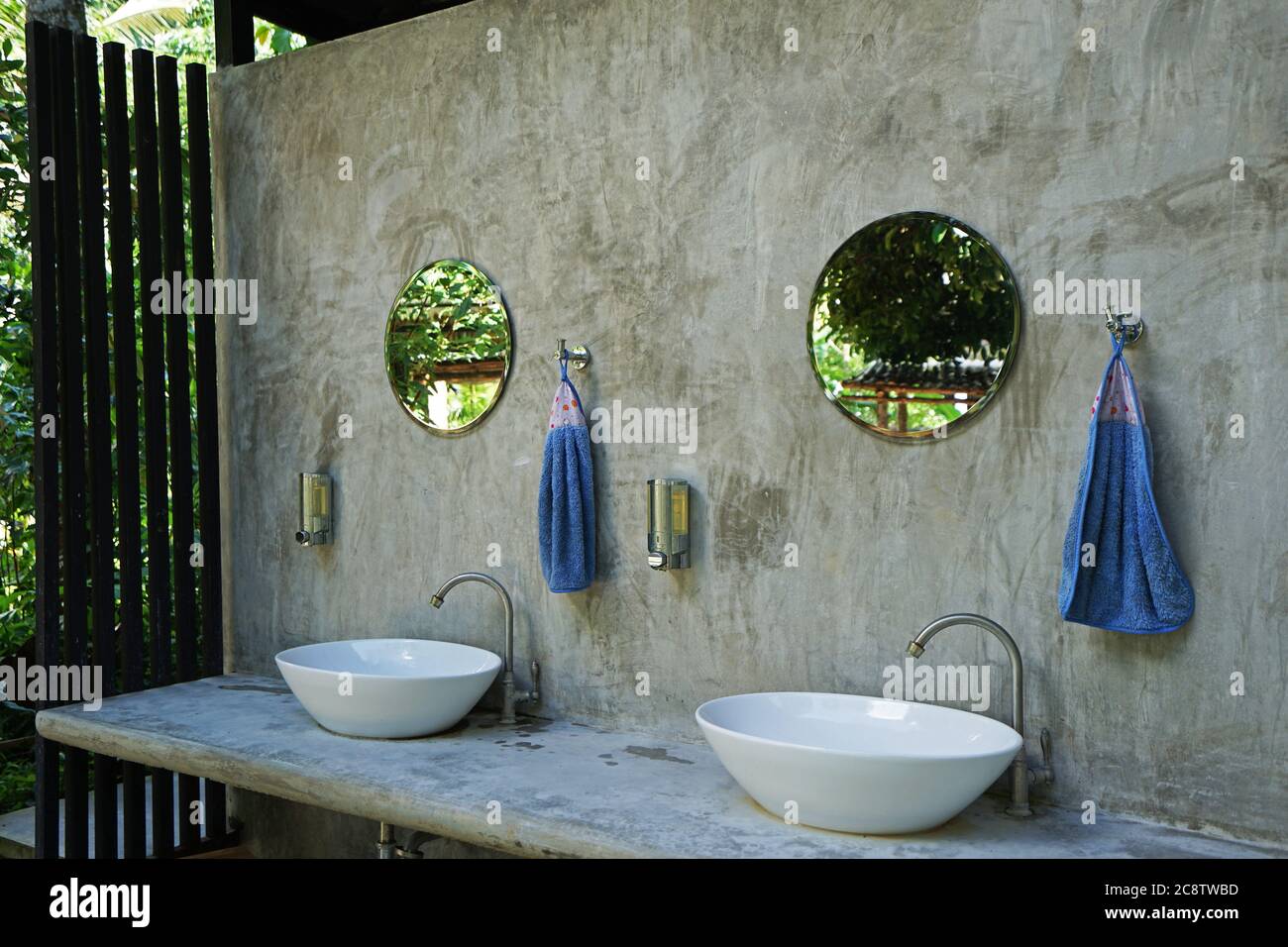 Exterior architecture and industial loft design of public restroom sink ...