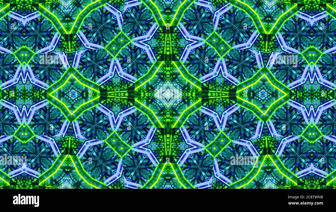 Psychedelic Green-Blue Tone Perspective 3d illustration background ...