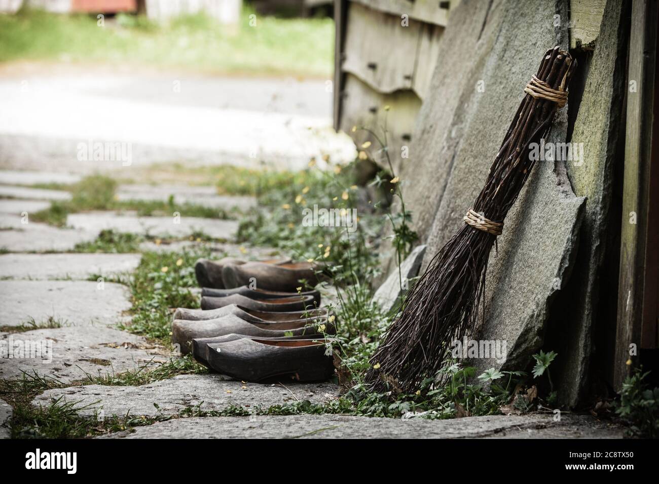 Regional tradition and culture, handmade concept. Wooden dutch shoes ...