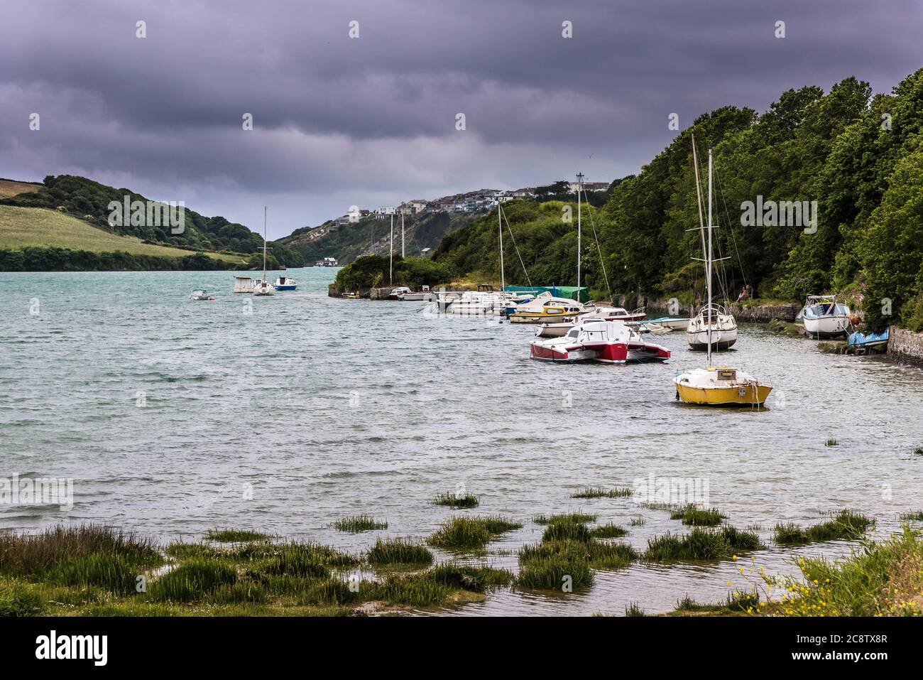 The Gannel an estuarial river at high tide in Newquay in Cornwall Stock ...
