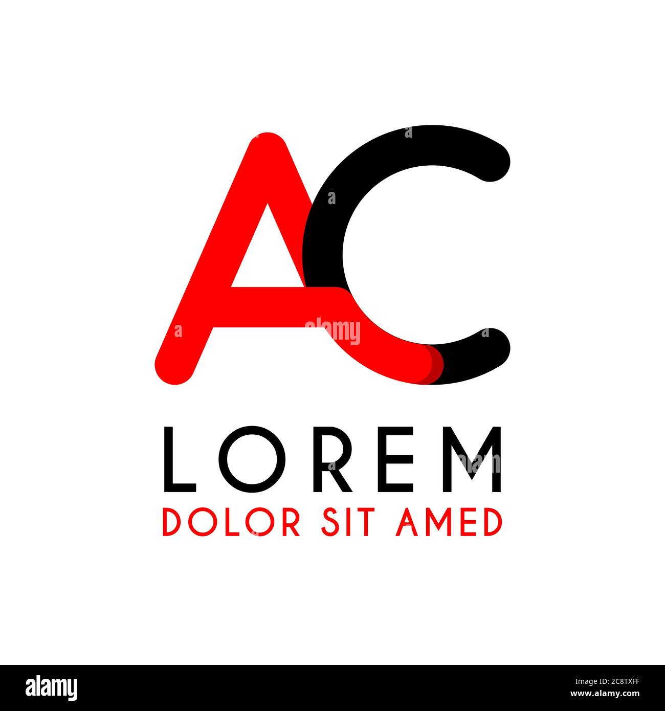 initial Letter CA with red Black and has rounded corners Stock Vector ...