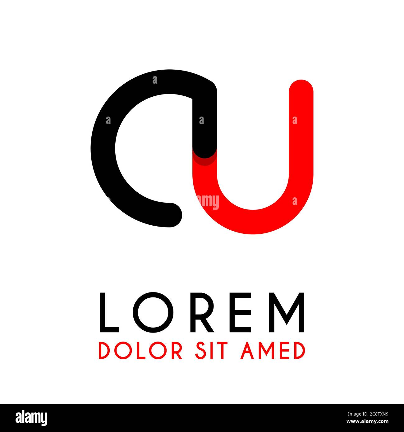 initial Letter CU with red Black and has rounded corners Stock Vector ...