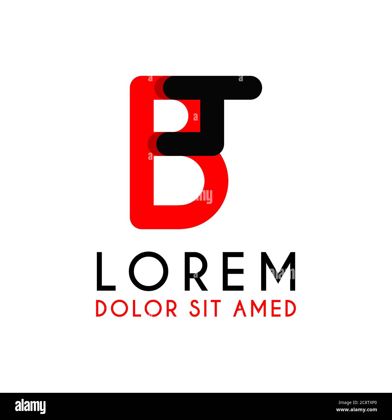 initial Letter TB with red Black and has rounded corners Stock Vector ...