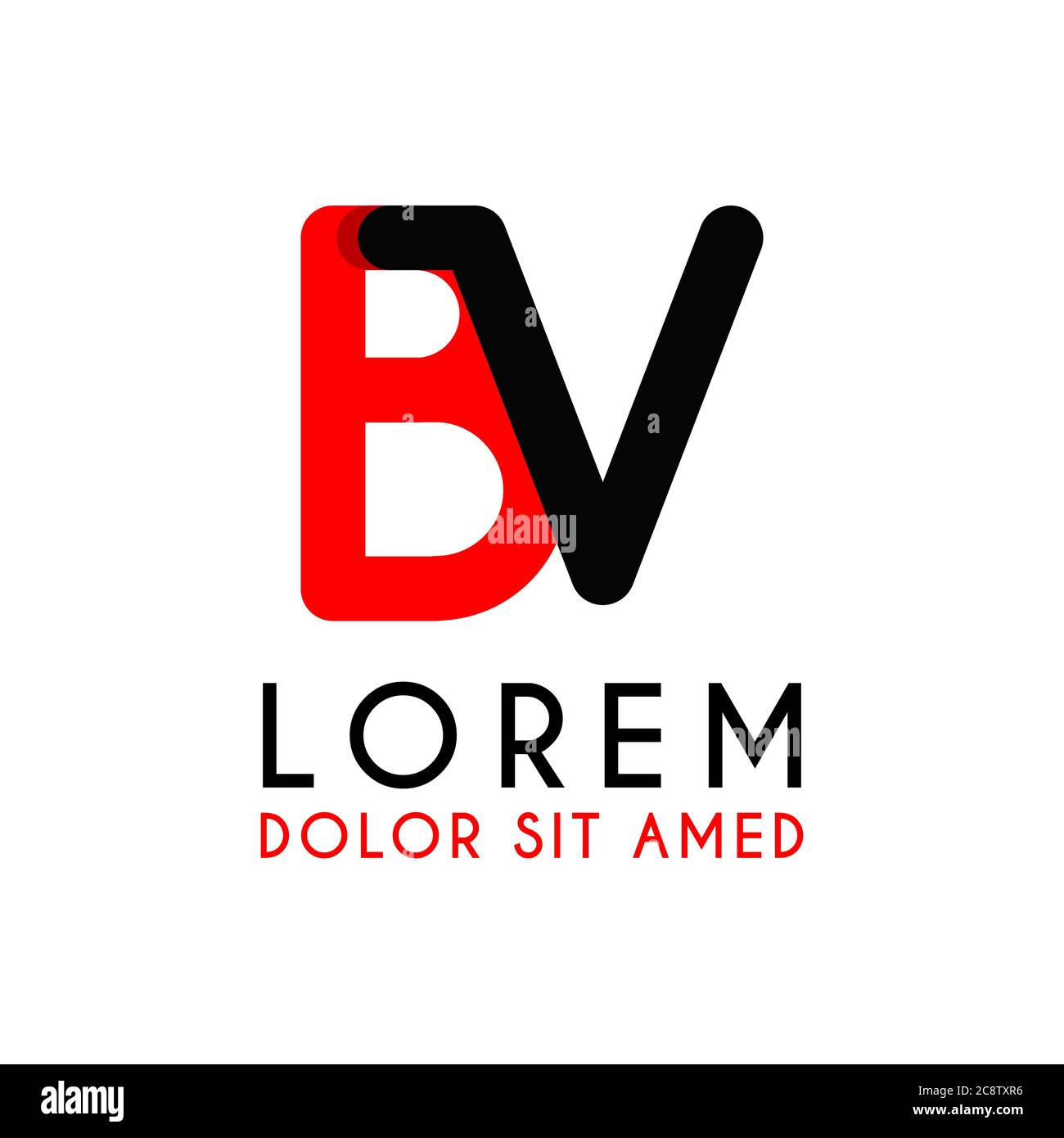 initial Letter VB with red Black and has rounded corners Stock Vector ...