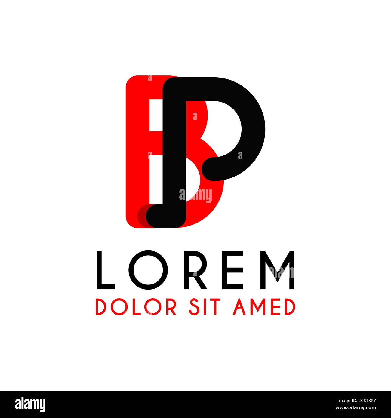 initial Letter PB with red Black and has rounded corners Stock Vector ...