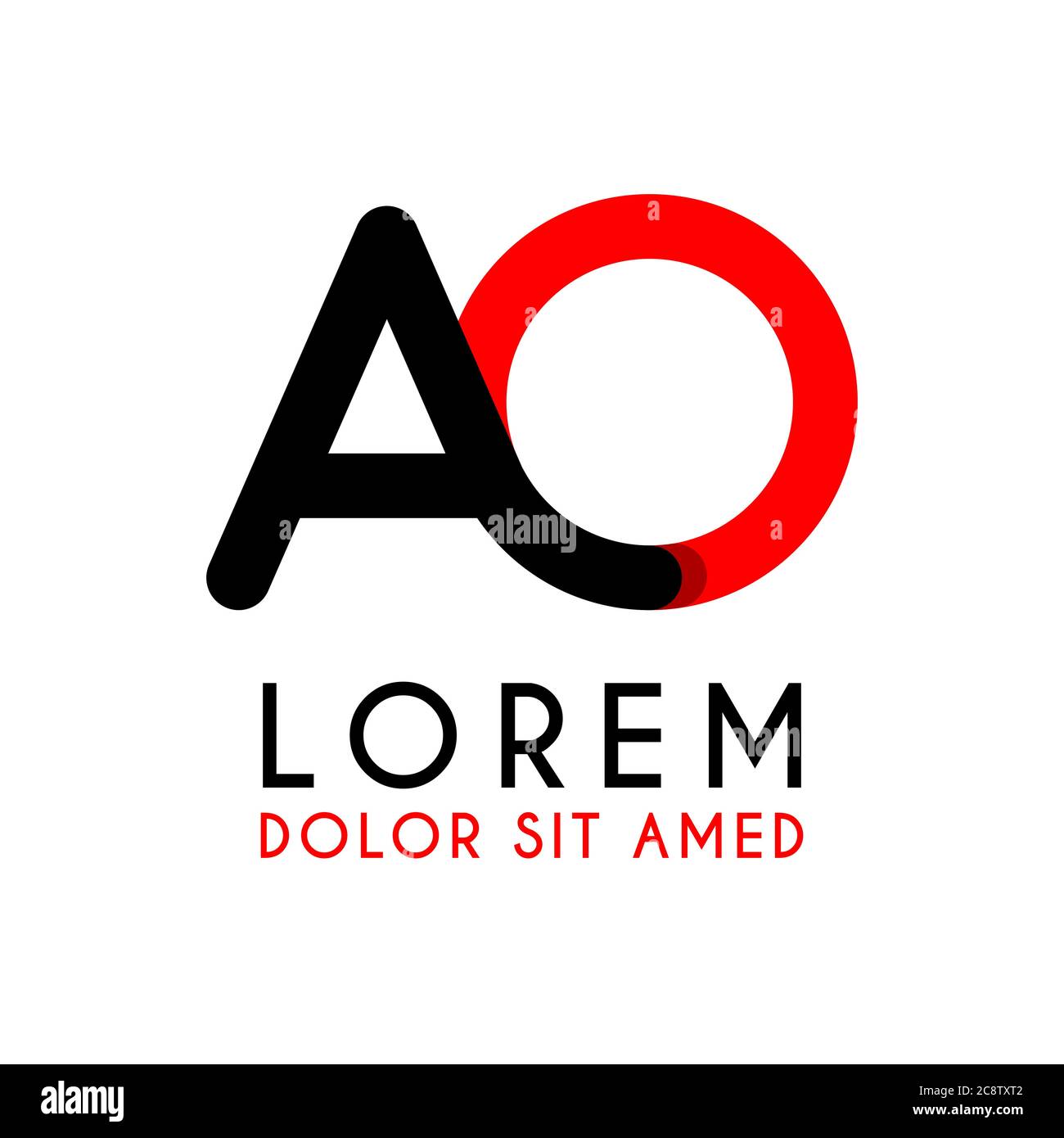 initial Letter OA with red Black and has rounded corners Stock Vector ...