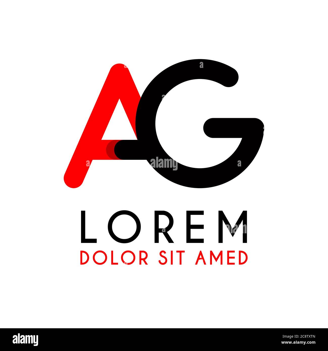 initial Letter GA with red Black and has rounded corners Stock Vector ...