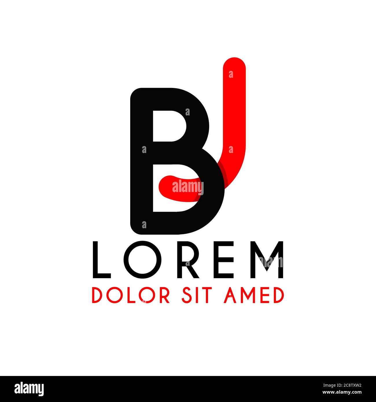 initial Letter JB with red Black and has rounded corners Stock Vector ...