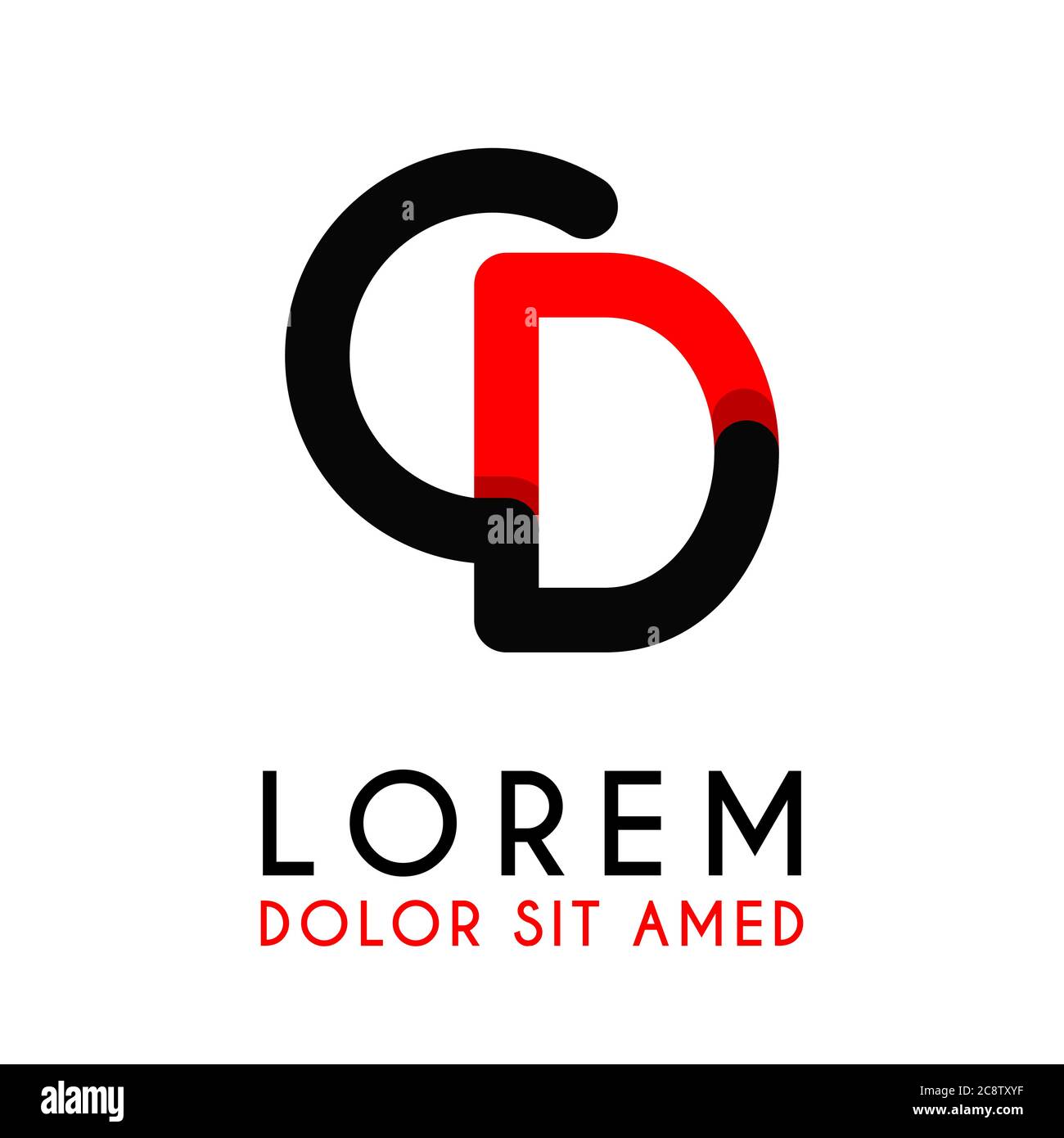 initial Letter CD with red Black and has rounded corners Stock Vector ...