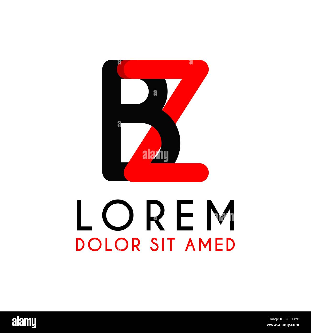 initial Letter ZB with red Black and has rounded corners Stock Vector ...