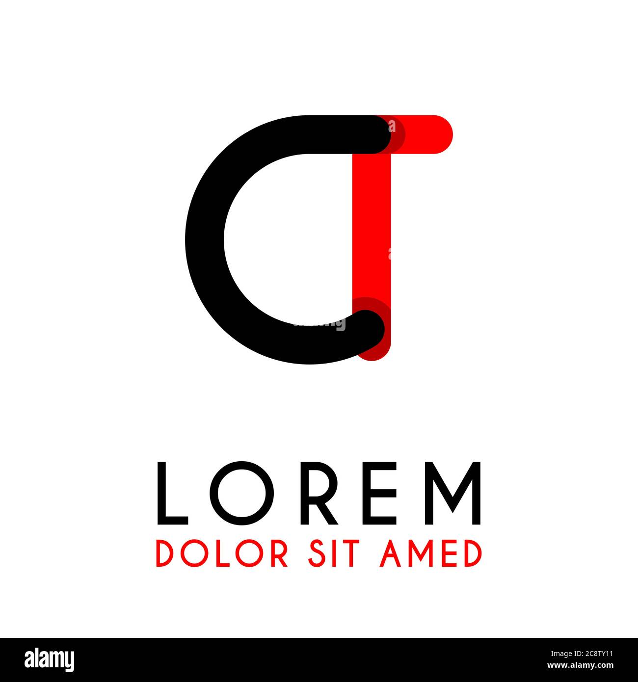 initial Letter CT with red Black and has rounded corners Stock Vector Image & Art - Alamy