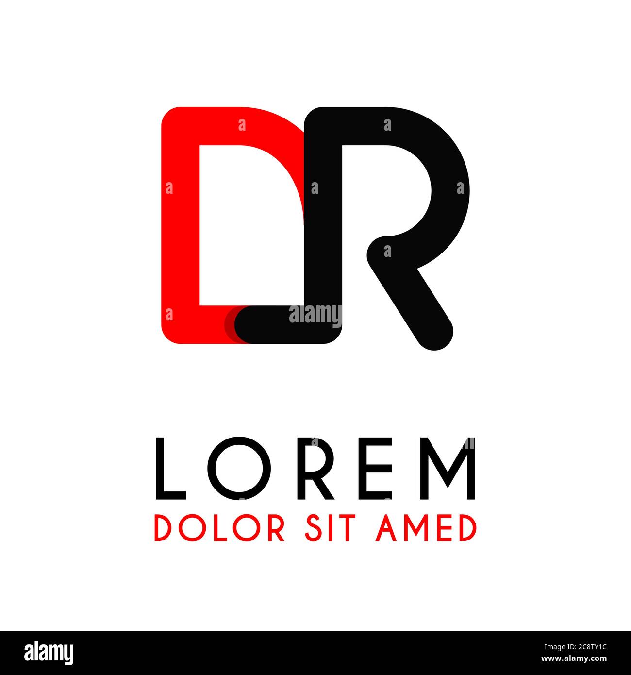 initial Letter DR with red Black and has rounded corners Stock Vector ...