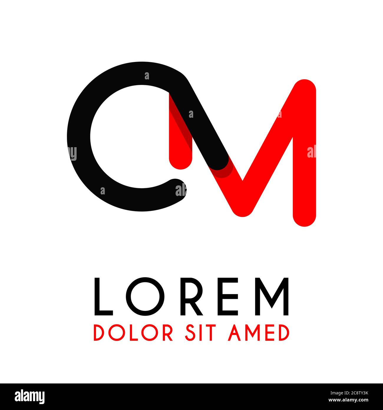 initial Letter CM with red Black and has rounded corners Stock Vector ...