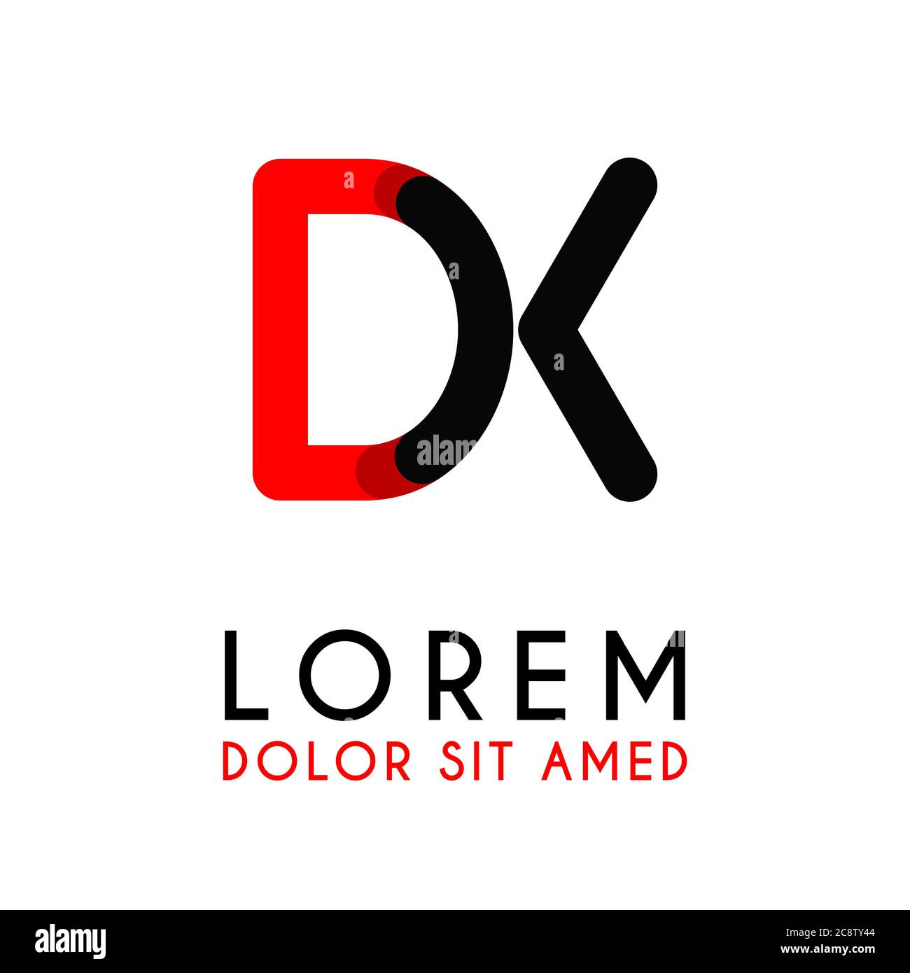 initial Letter DK with red Black and has rounded corners Stock Vector ...